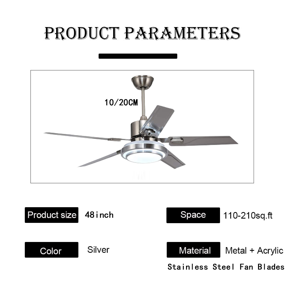 CHNT Nordic Ceiling Fan With LED Light Remote modern Home Living Room ...