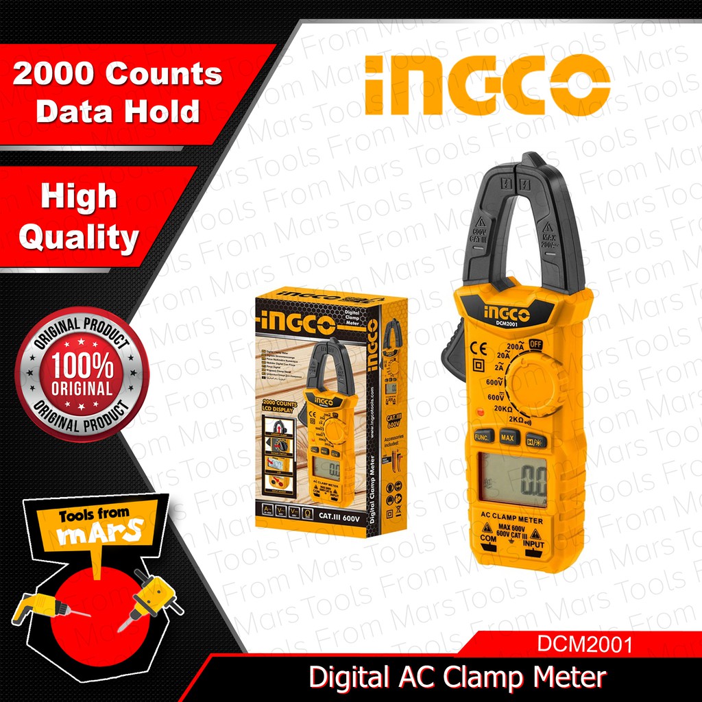INGCO Digital AC Clamp Meter DCM2001 •TOOLS FROM MARS• IPT | Lazada PH