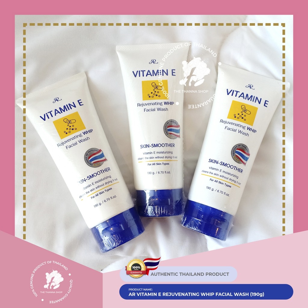 AR (Aron) VITAMIN E MOISTURIZING WHIP FACIAL WASH (190g) THAILAND (New ...