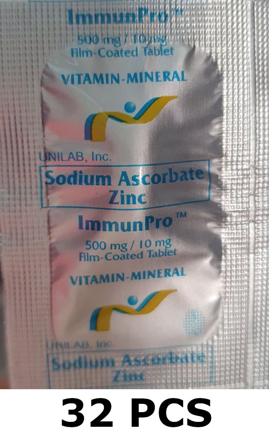 ImmunPro SodiumAscorbate Zinc 500mg 32 pcs Vitamin Mineral Film Coated Tablets immunpro | Lazada PH