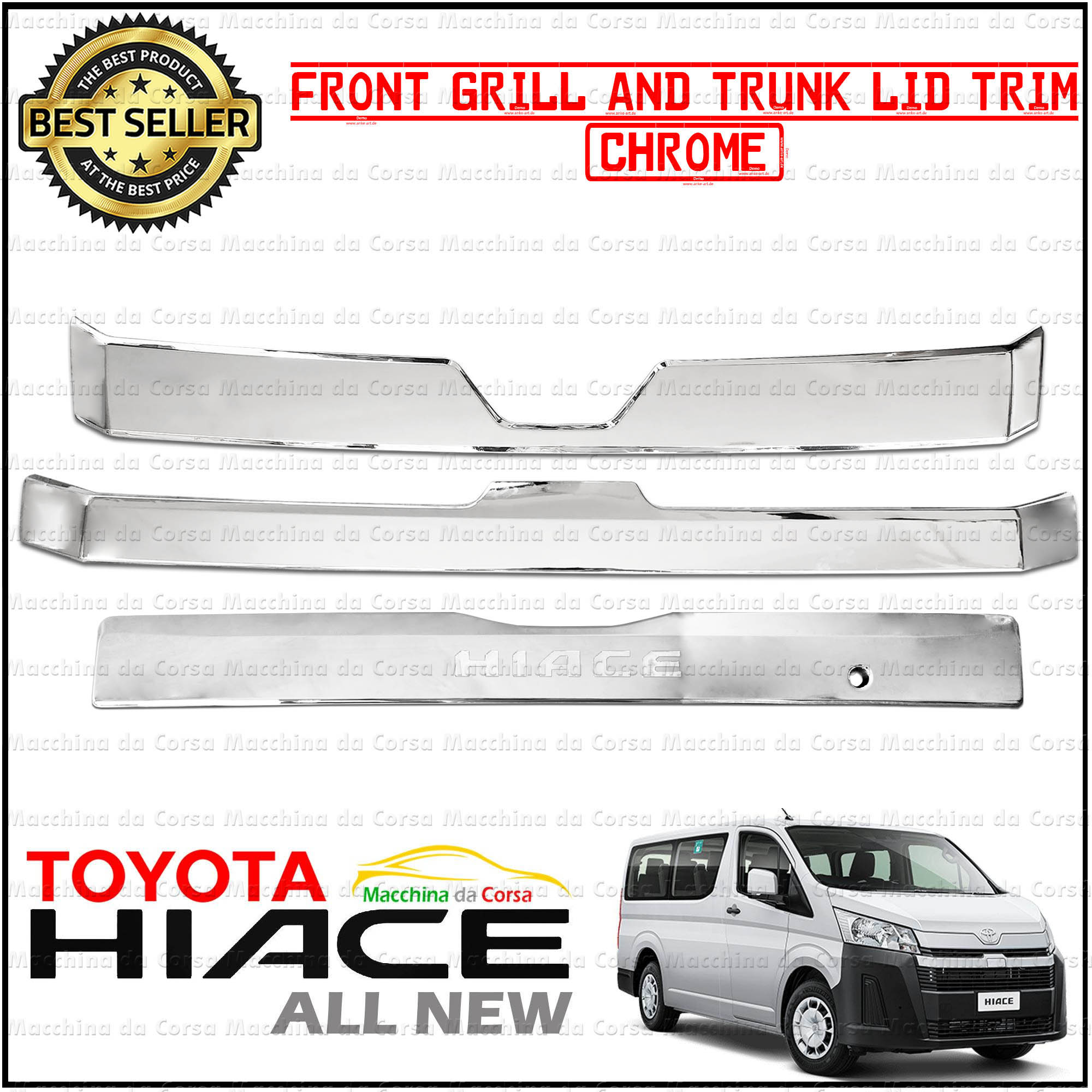 Toyota Hiace 2019-2022 Front Grill and Rear Trunk Trim 2nd Design ...