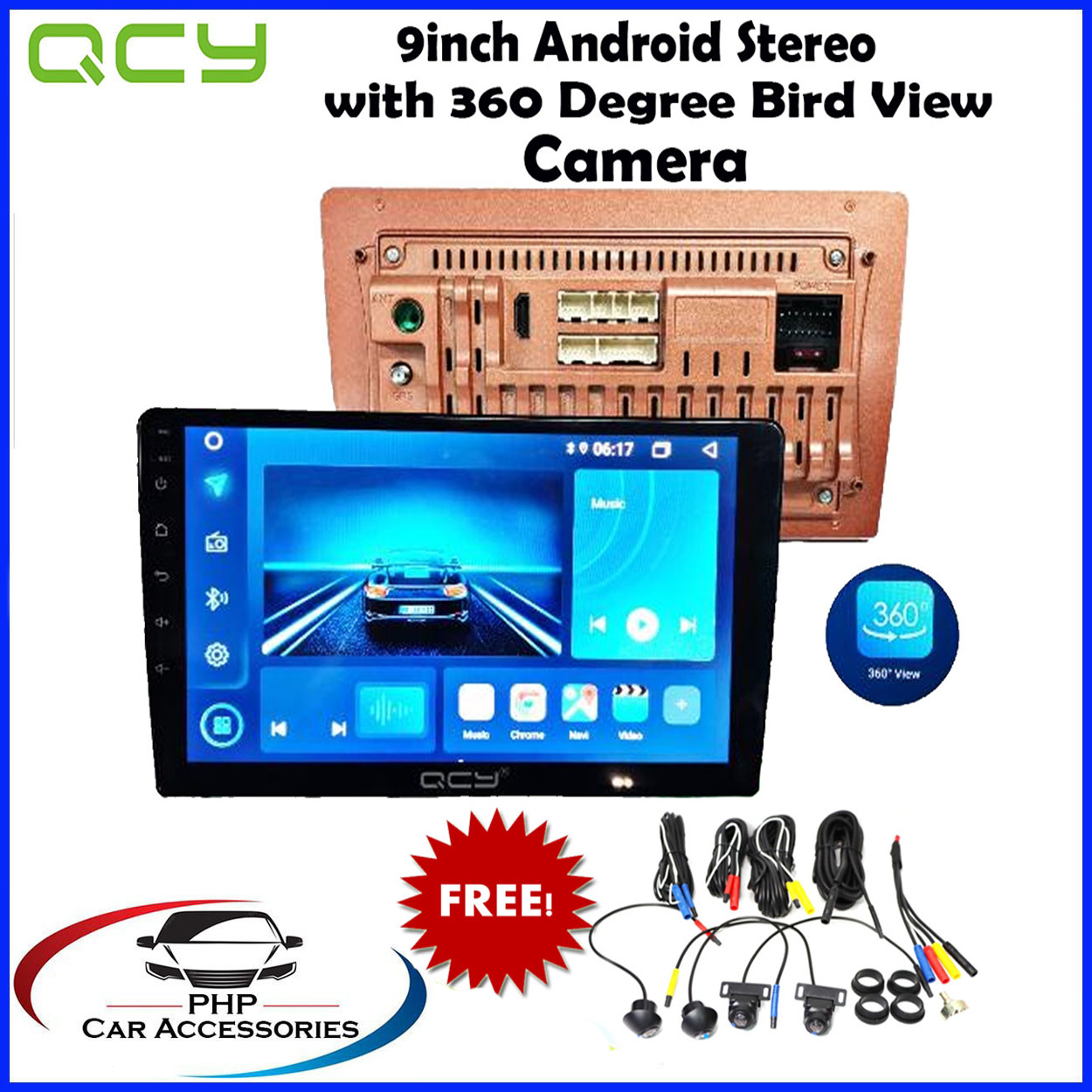 QCY 9inch -IPS HD TOUCH Screen Android 2Din Stereo with 360 camera 4gb ...