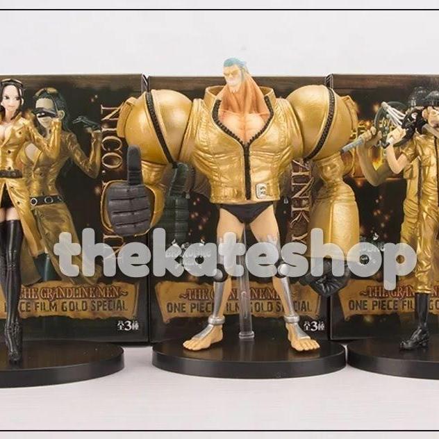 One Piece Gold Luffy Franky Chopper Brook display figures 3pcs set ...
