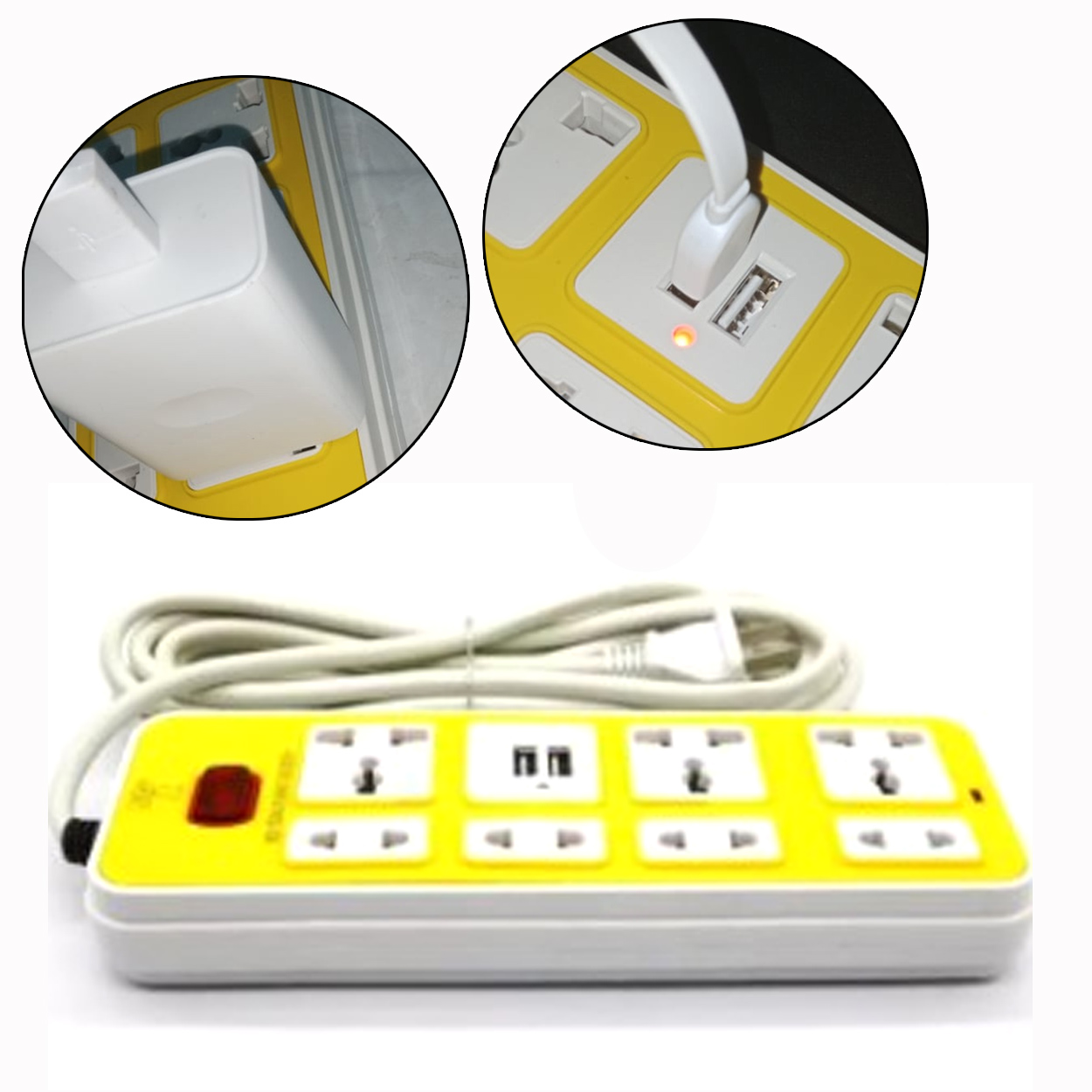 EXTENSION 004- Multifunctional 2 USB outlets Charger Power Extension ...