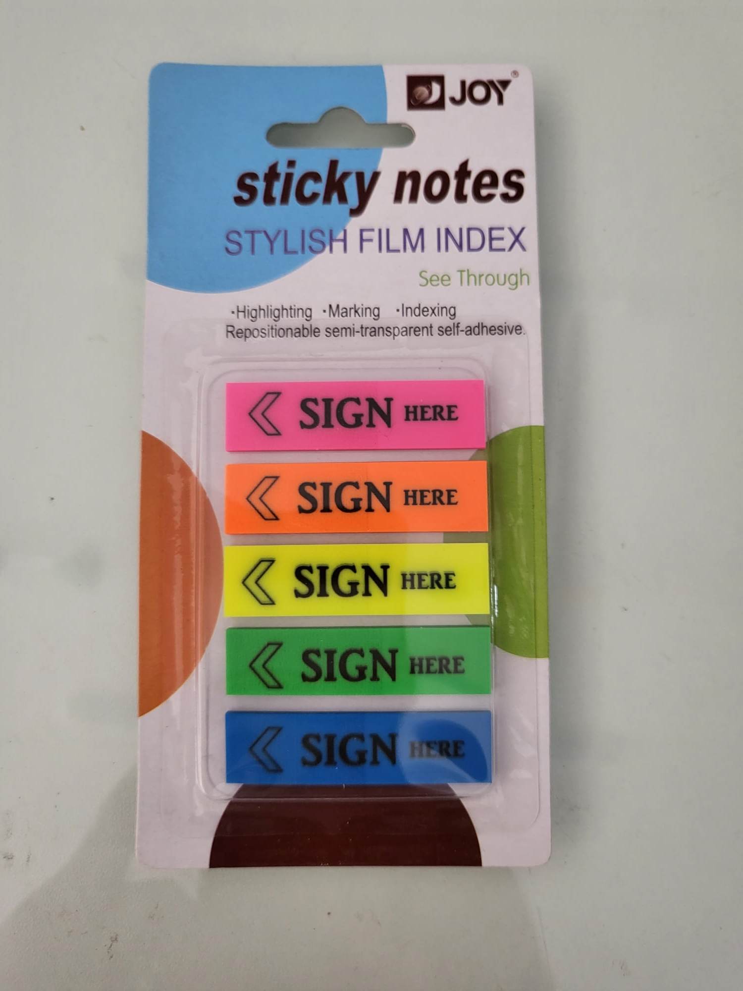 Joy Sticky Notes Sign Here Arrow Flag Sticky Note PET 5 in 1 Sold Per ...