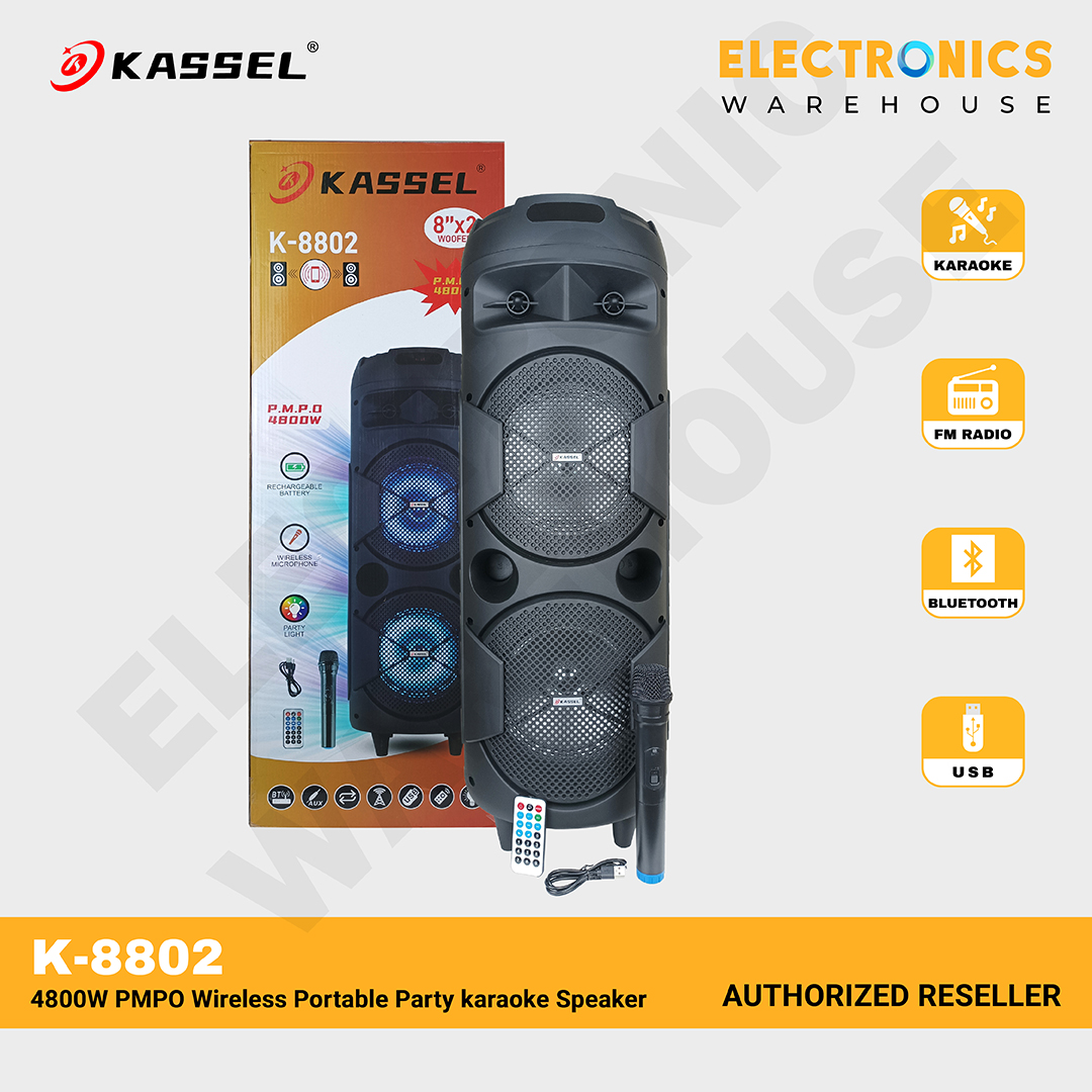 Kassel K-8802 4800W PMPO Wireless Portable Party karaoke Speaker ...
