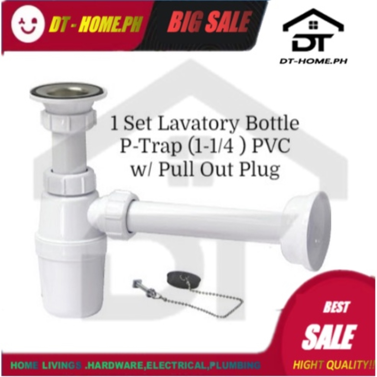 LOW PRICE --- 1 Set Lavatory Bottle P-Trap (1-1/4 ) PVC w/ Pull Out ...