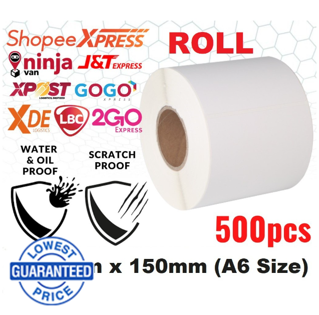 A6 Thermal Label Paper Shipping Label Sticker Three-proof Airway Bill Sticker 500 SHEETS 100mm ...