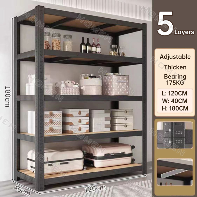 【Oversized 120*40*200cm】Heavy Duty Storage Shelves with 5 Layer Metal ...
