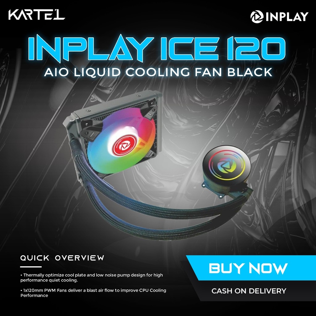 INPLAY Liquid Cooler ICE120 ICE240 RGB CPU AIO LIQUID COOLER BLACK ...