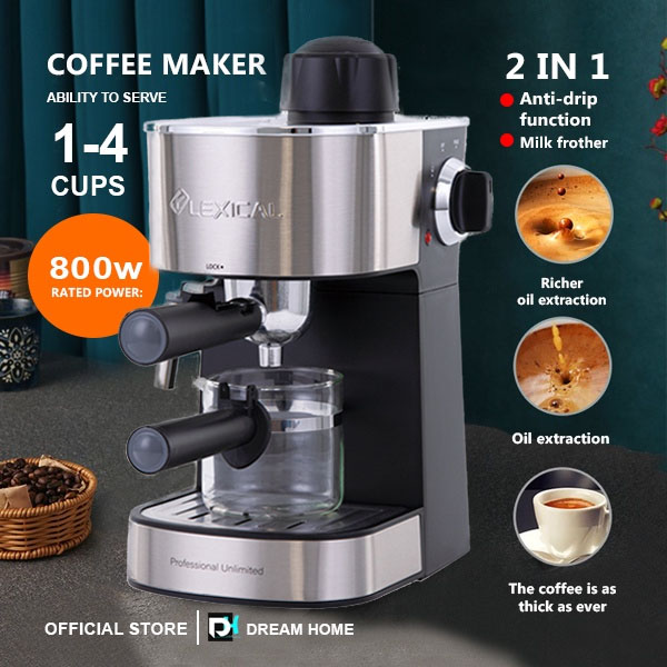 Lexical Coffee Maker 2 in 1 Automatic Espresso Coffee Maker Machine ...