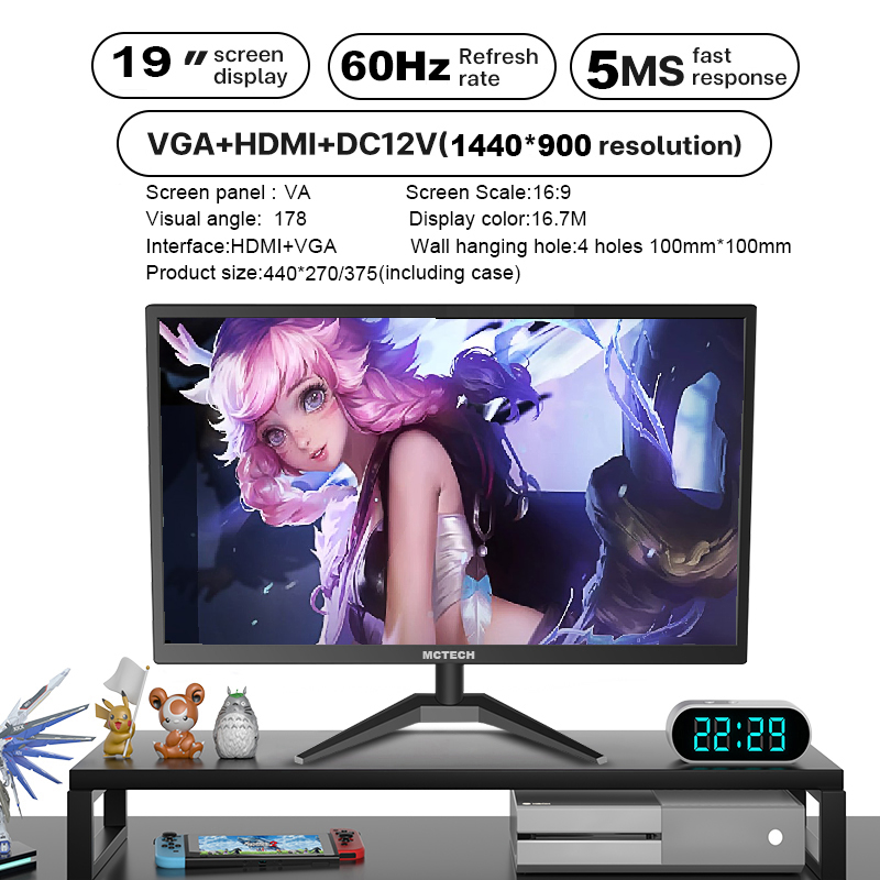 19 22 24 27 Inch IPS Gaming Monitor 75Hz 1080P Framless Curved/Flat FHD ...