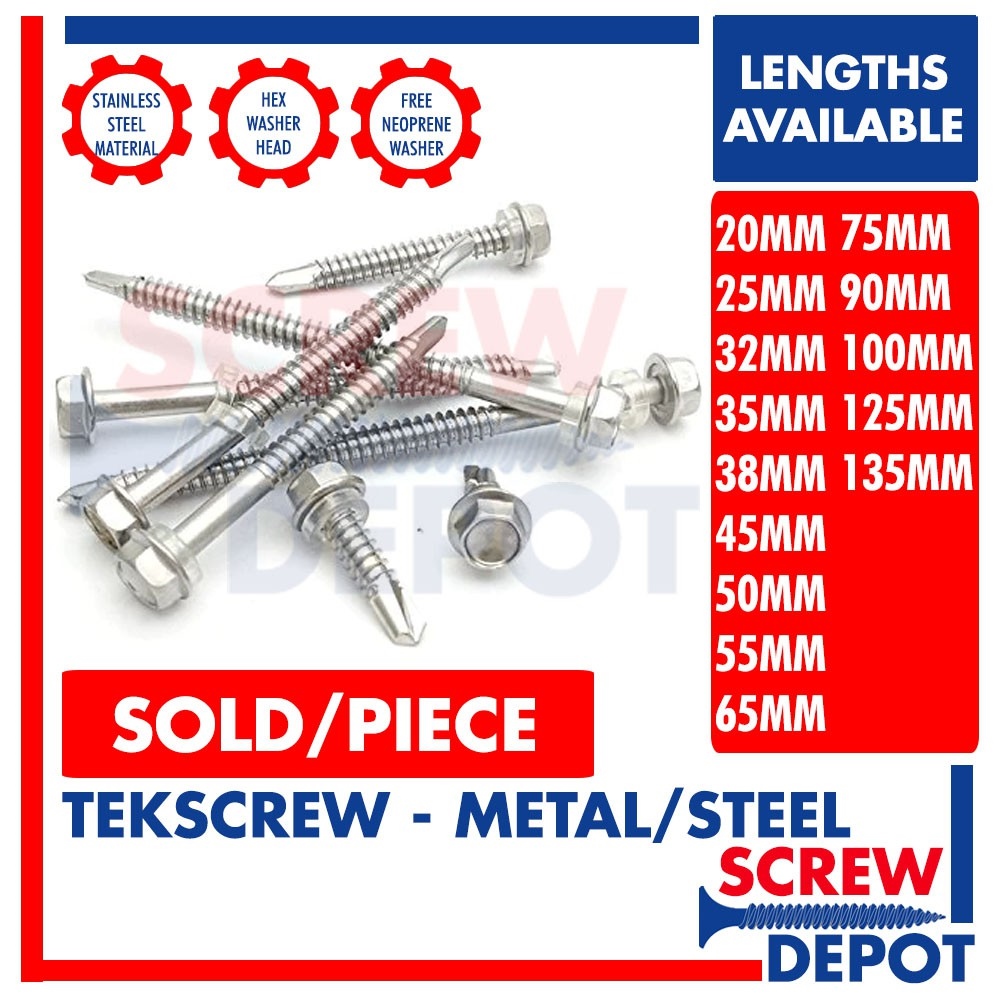 hot 1PC Heavy Duty Stainless Tekscrew / SS Tek Screw Metal Self ...