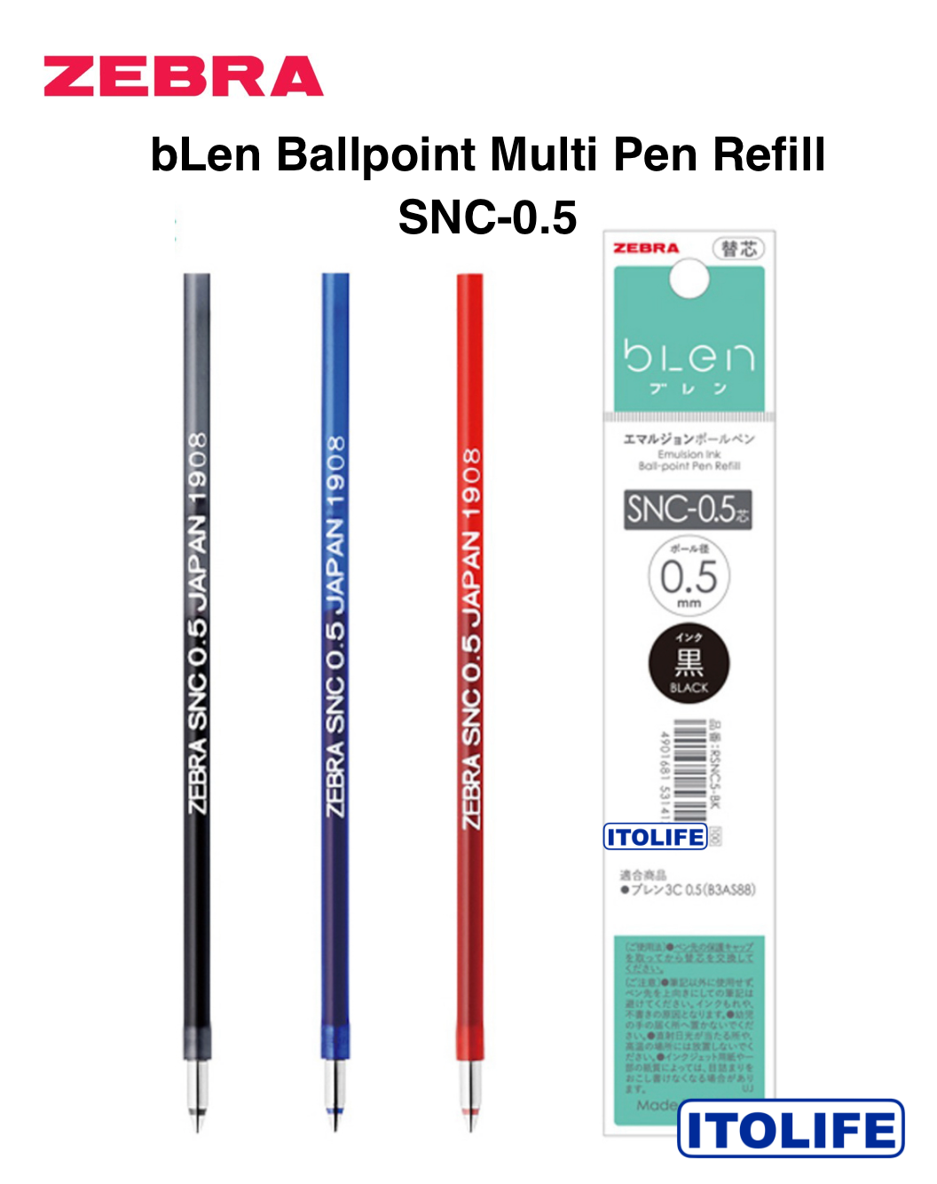 Zebra SNC-0.5 bLen Ballpoint Multi Pen Refill 0.5mm- 1pc | Lazada PH
