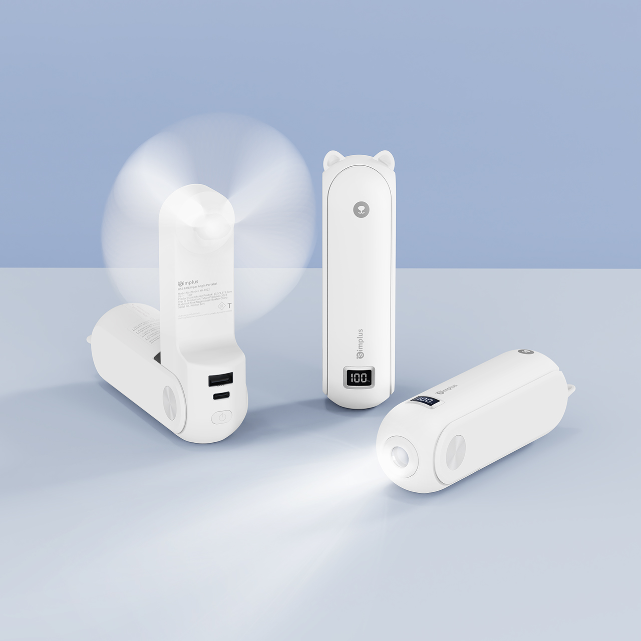 Simplus Mini Portable Fan Rechargable Turbo Ultra-Quite Hand-held Fan ...
