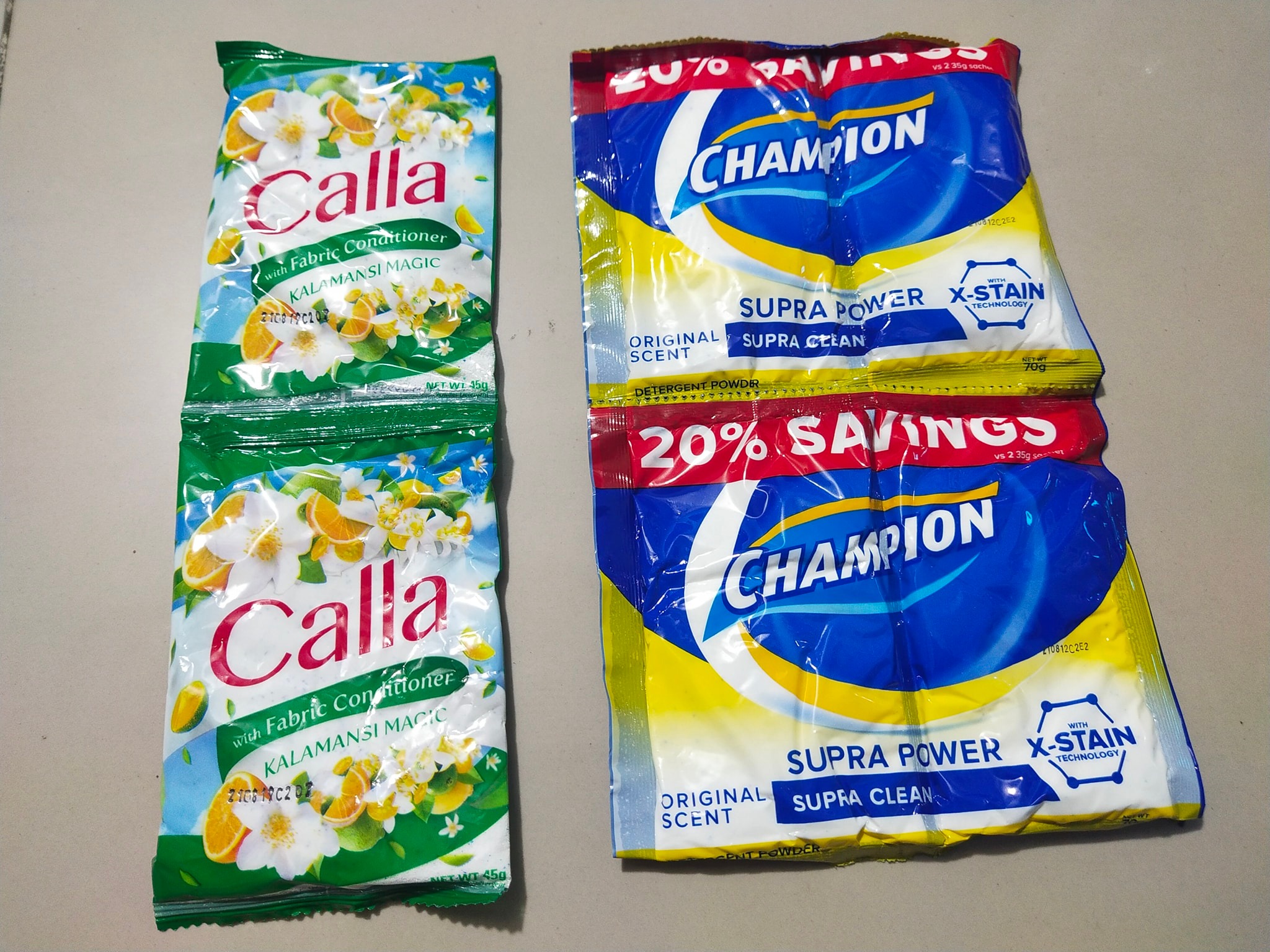 Calla Detergent Powder Fabcon Kalamansi Magic 45g, Champion Supra Clean ...