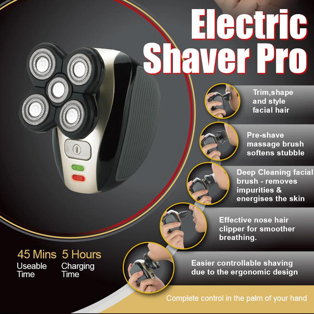 Rechargeable Electric Shaver Pro Razor for Head and Beard Trimmer (5 in ...
