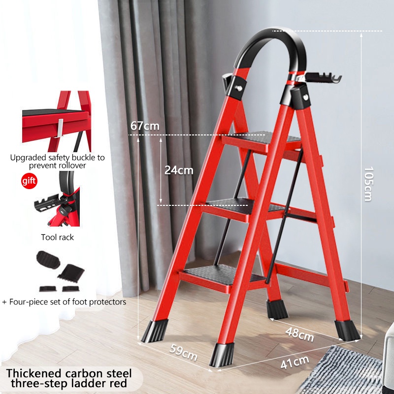 Household Aluminum Folding Step Ladder 2/3/4/5/6 Steps Industrial ...