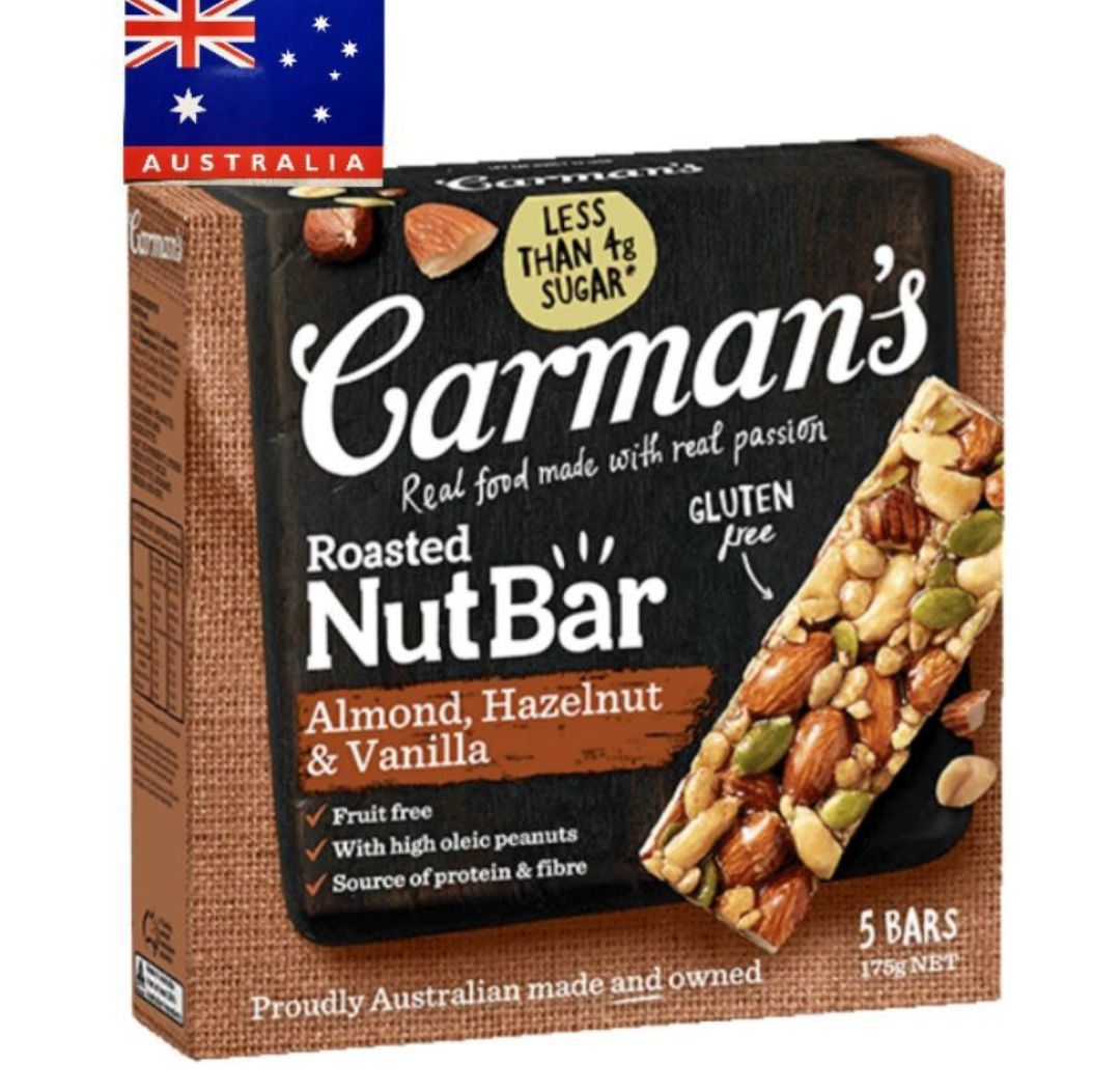 Onhand Carman's Roasted Nut Bar Almond Hazelnut & Vanilla 5×175g ...