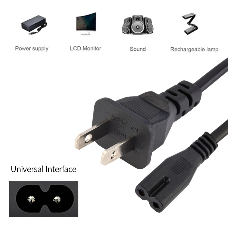AC Power Cord Cable 2 Prong 2 Pin 1.5m US Plug AC Wall Cable Laptop ...