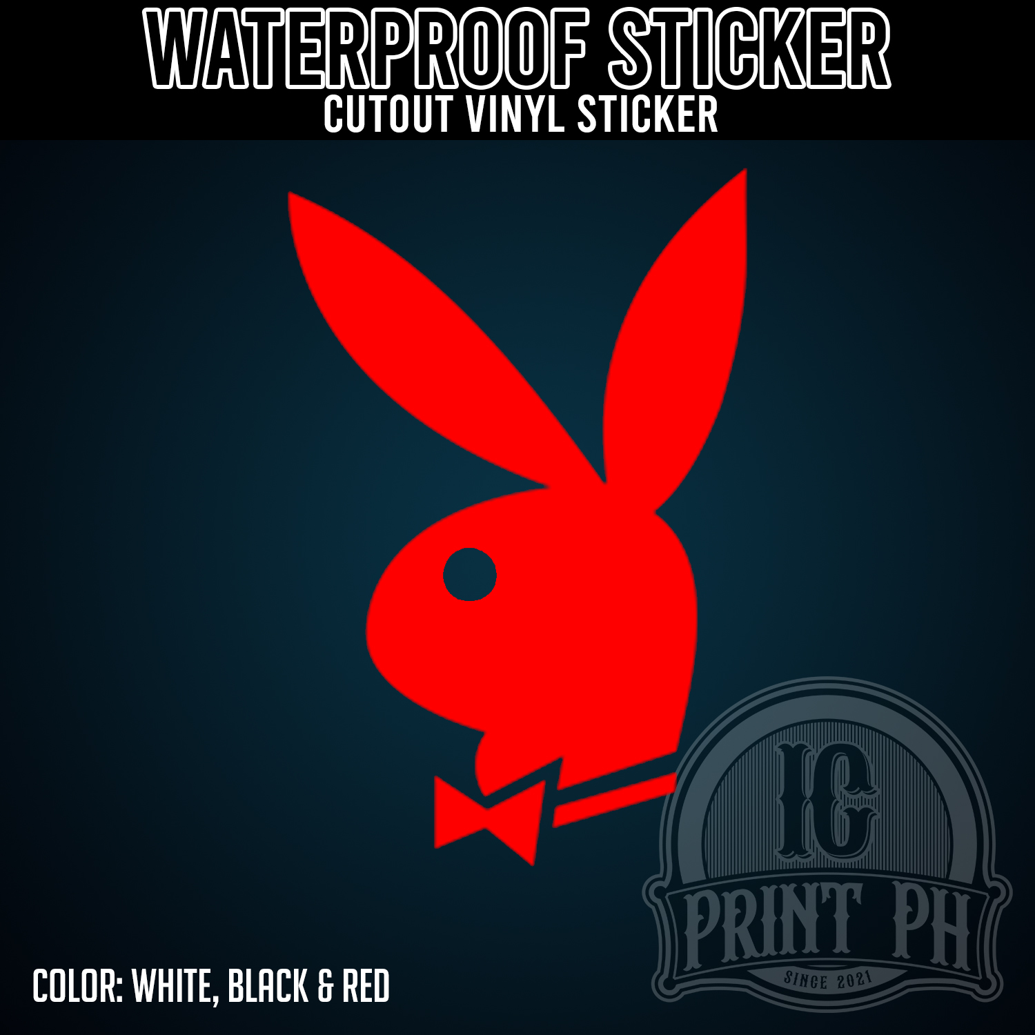 Sticker PLAYBOY (3.5x 2.3inches) Waterproof Cutout Vinyl Sticker ...