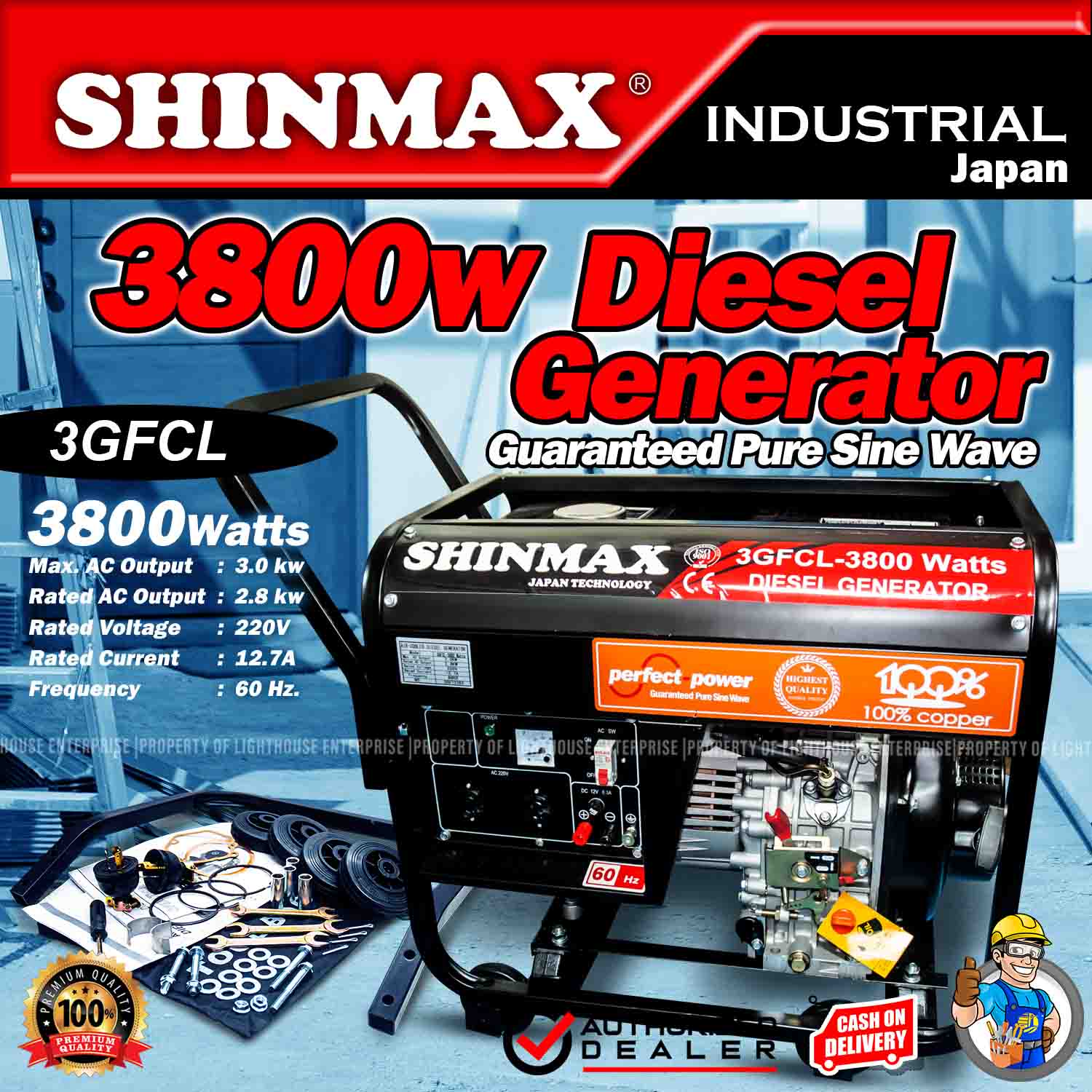 SHINMAX 3kva Open-type Manual Start Diesel Generator (3GFCL-178F ...