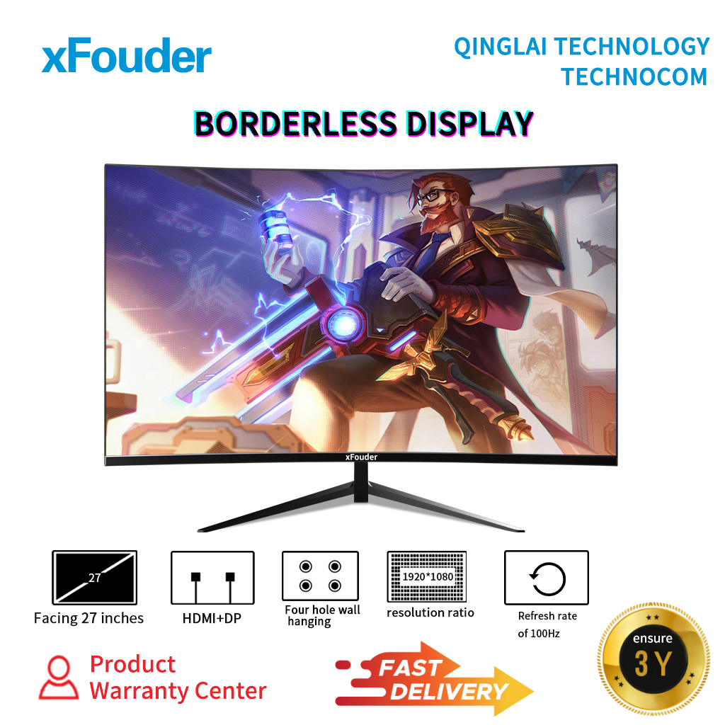 XFOUNDER 27 Inch Curved screen Ips Monitor 100Hz Framless Flat FHD ...