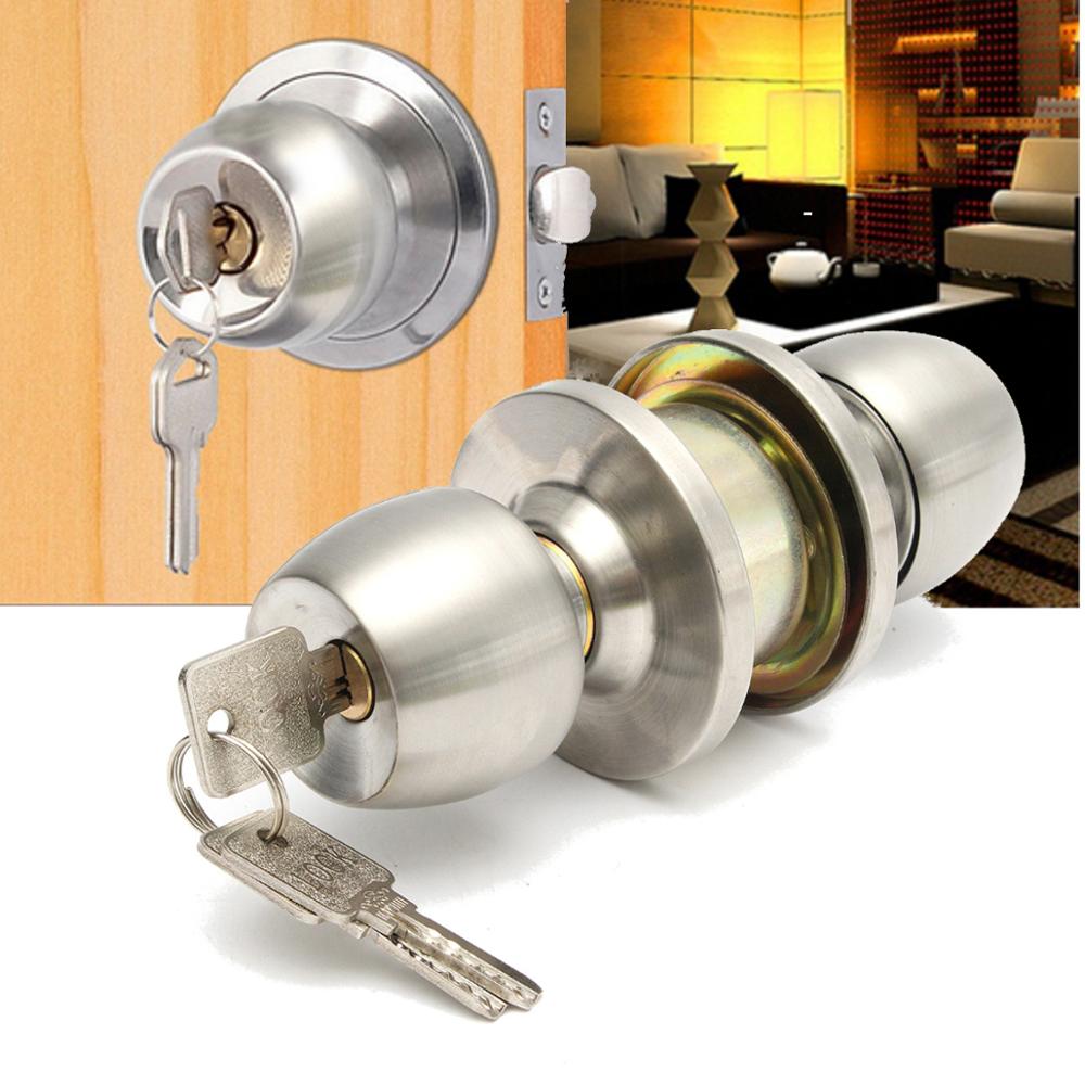 Stainless Steel Round Door Knobs Handle Entrance Interior Passage Lock ...