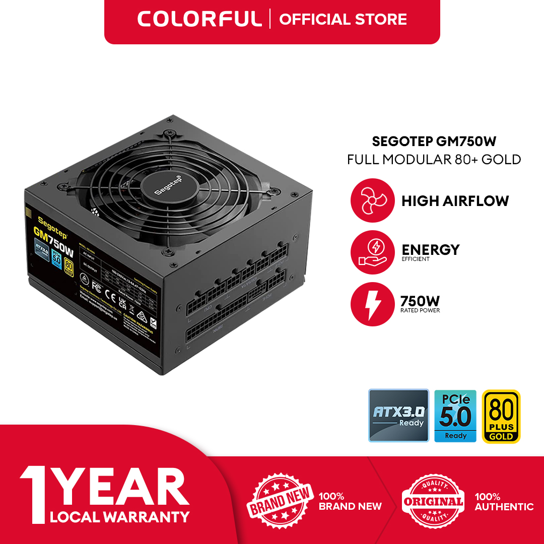 Segotep GM750W Full Modular 80 Plus Gold Power Supply (ATX 3.0, PCIE 5. ...