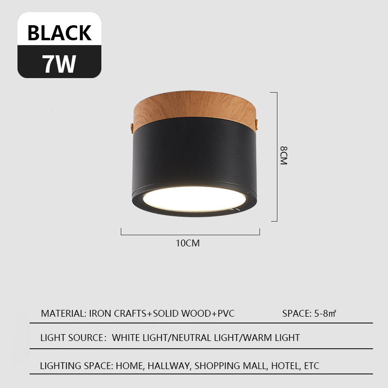 LED Downlight Macaron Nordic Corridor Tri-color Wood Round Ceiling ...