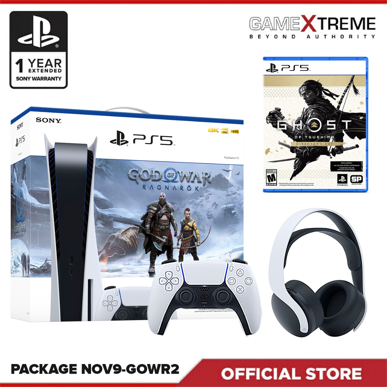 PlayStation 5 God Of War Bundle + 1 DualSense + 1 Game + 1 Accessory ...