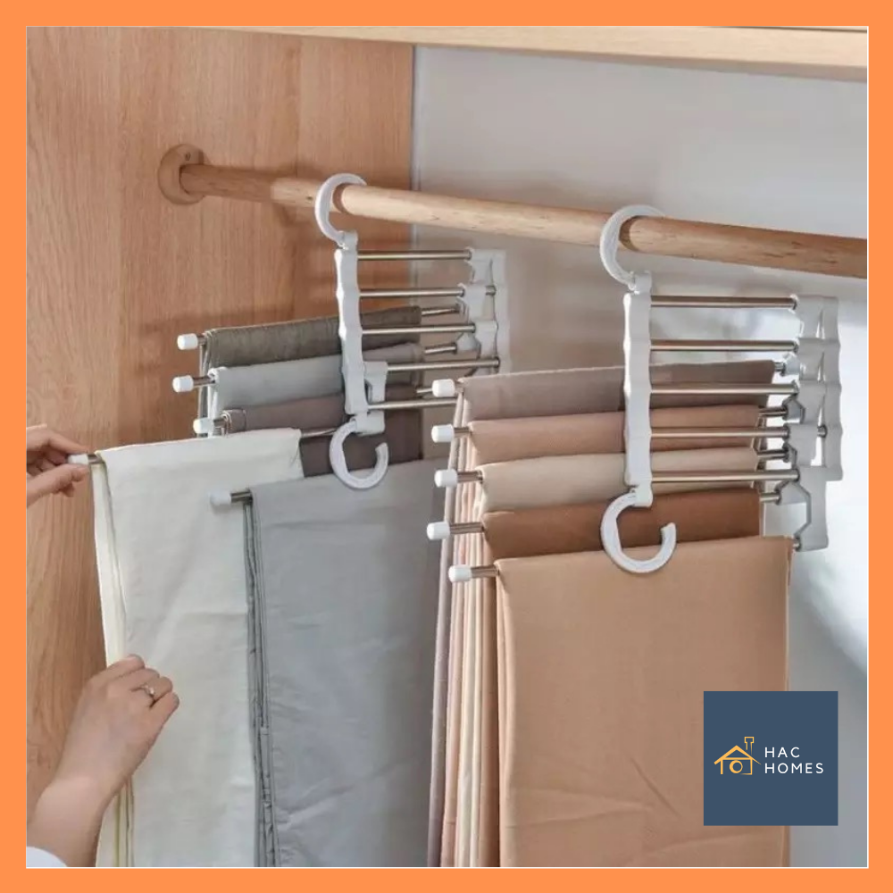HAC HOMES 5 in 1 Multi-functional Trouser Storage Magic Pants Hanger ...