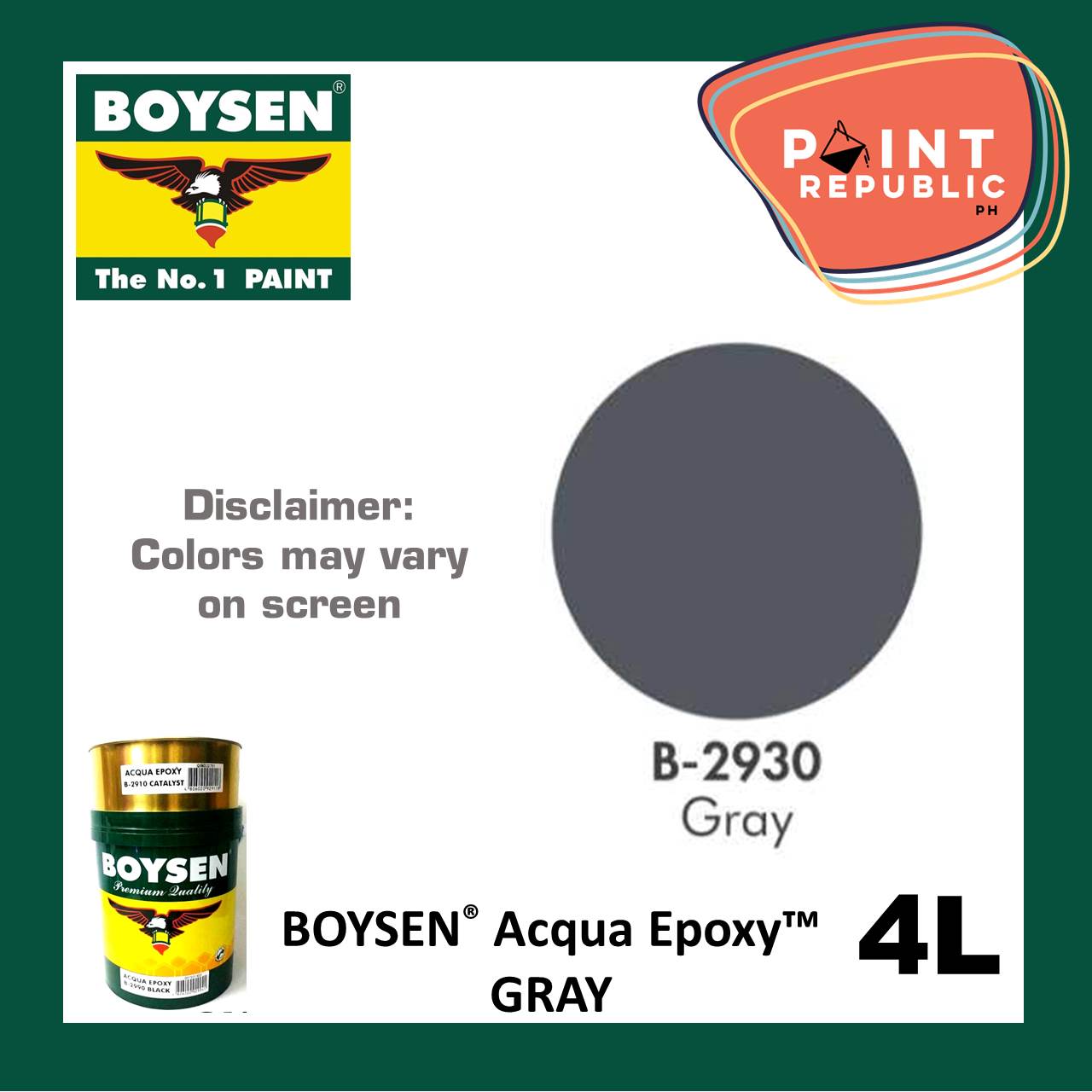 BOYSEN ACQUA EPOXY - Acrylic Water-based Epoxy Paint - 4L(set) /GAL ...