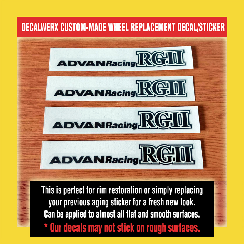 Advan Racing RG2 Wheel CUSTOM-MADE Replacement Decal Sticker (4 pieces ...