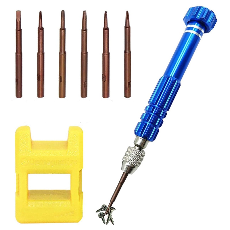 Magnetic 6 in 1 Tiny Screw Driver Kit, Small Screwdriver Set Perfect Mini Screws for Cell Phones ...