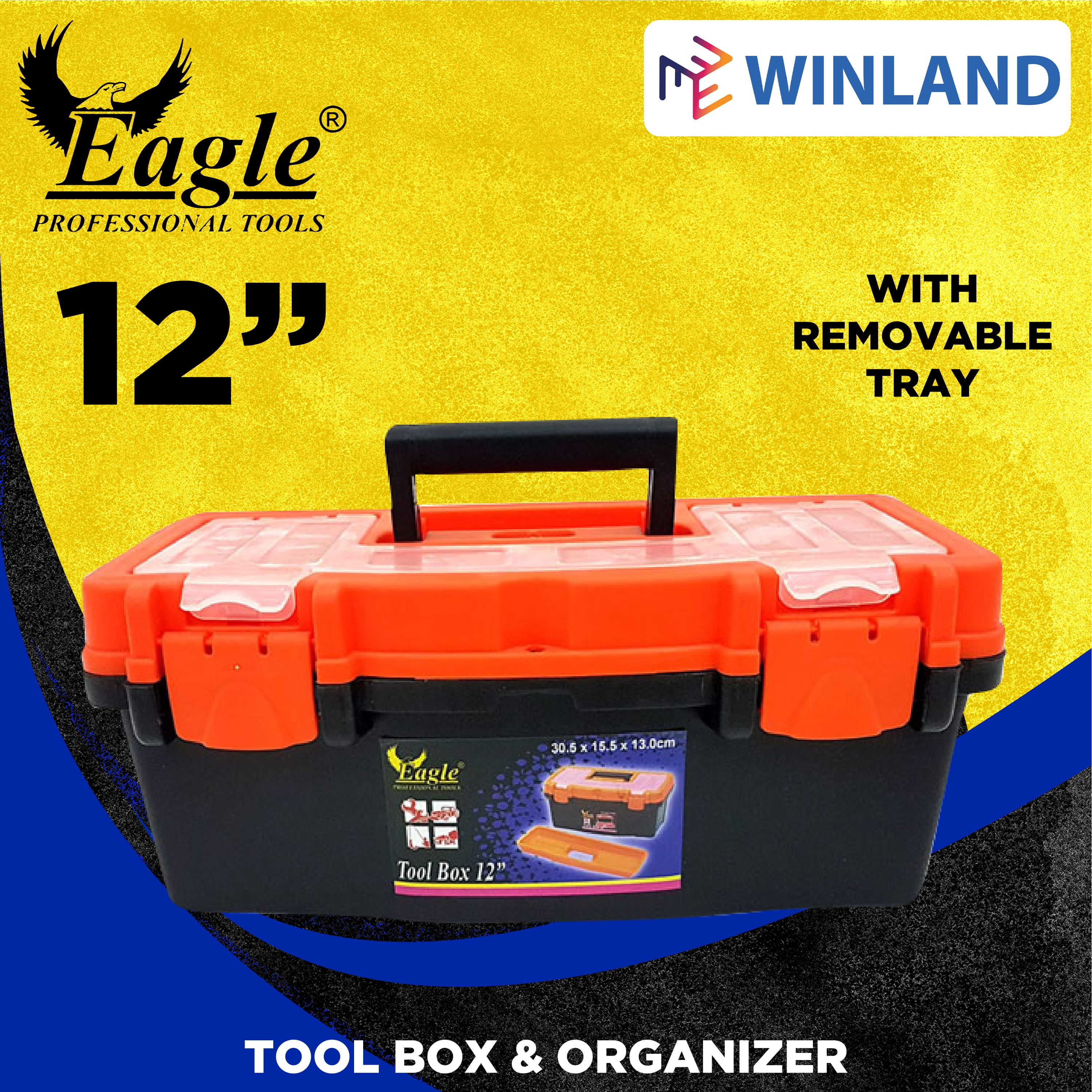 Eagle by Winland Professional 12inches Tool Box & Organizer w ...