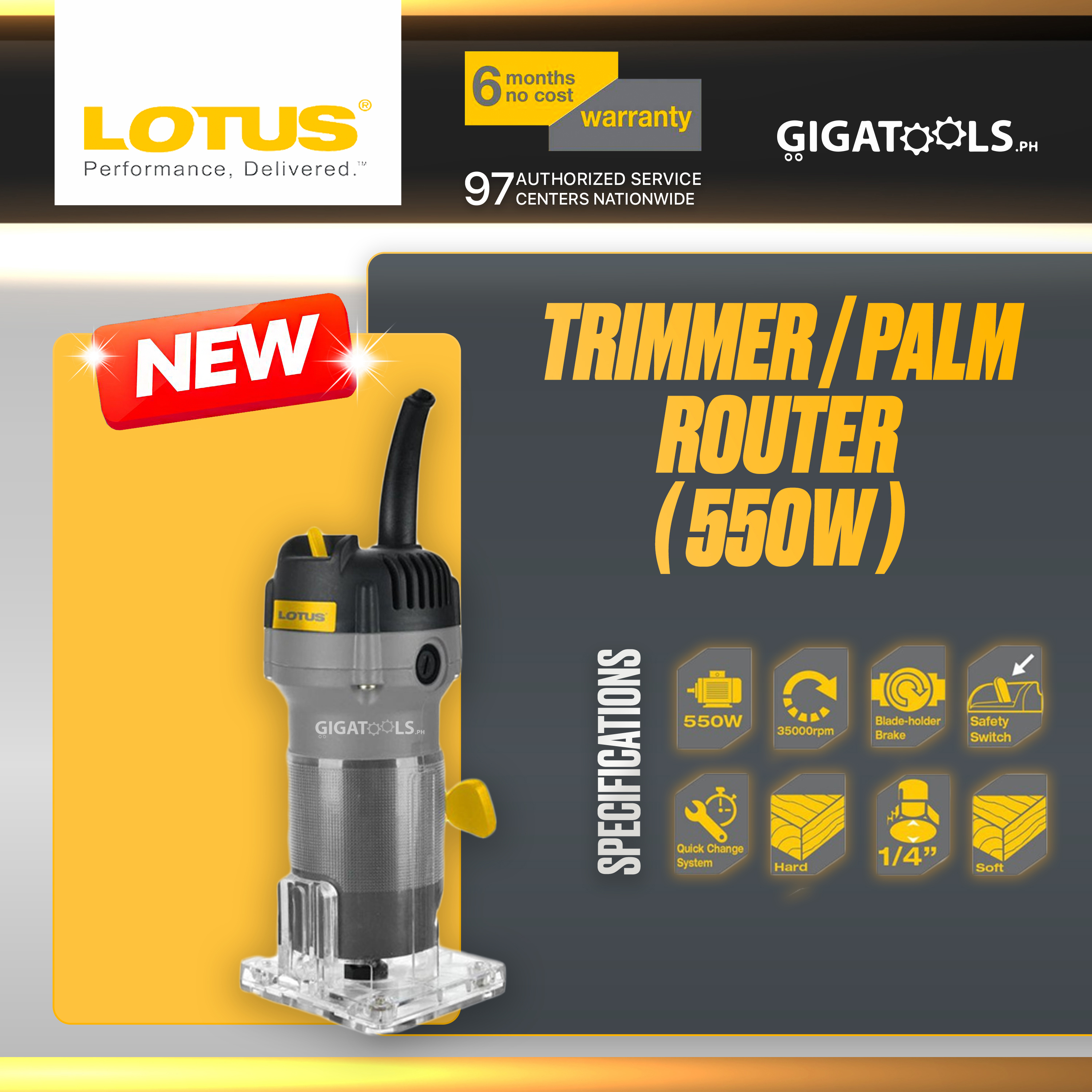 *NEW* Lotus LTPR550X Trimmer/Palm Router (¼ inch) (550W) with ...