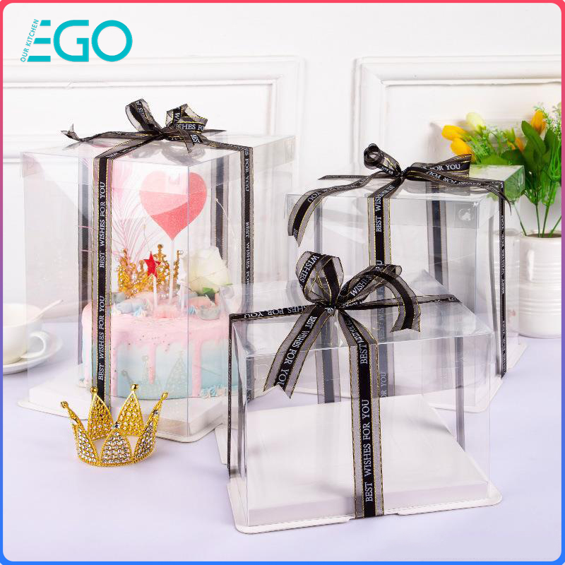Transparent birthday cake box square clear cake box acetate cake Boxes ...