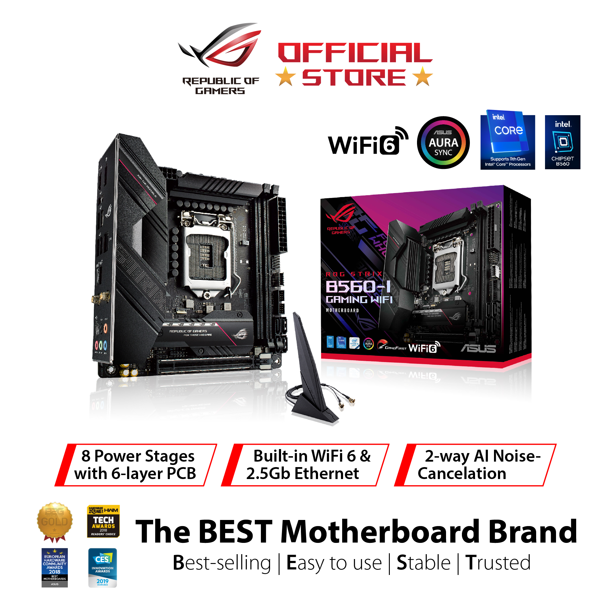 ASUS ROG Strix B560-I Gaming WiFi Intel® B560 LGA 1200 Mini-ITX ...
