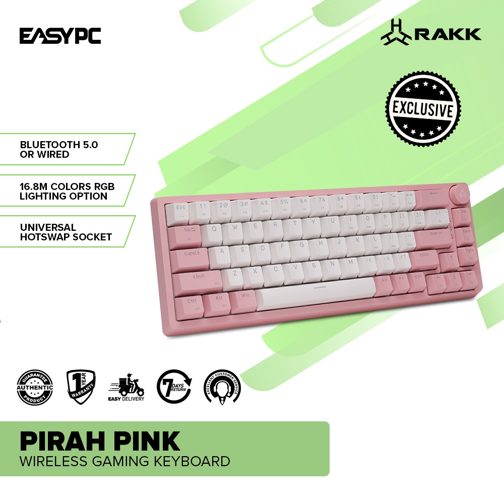 ★RAKK Pirah Wireless Mechanical Keyboard | Universal HotSwap |65 Layout ...