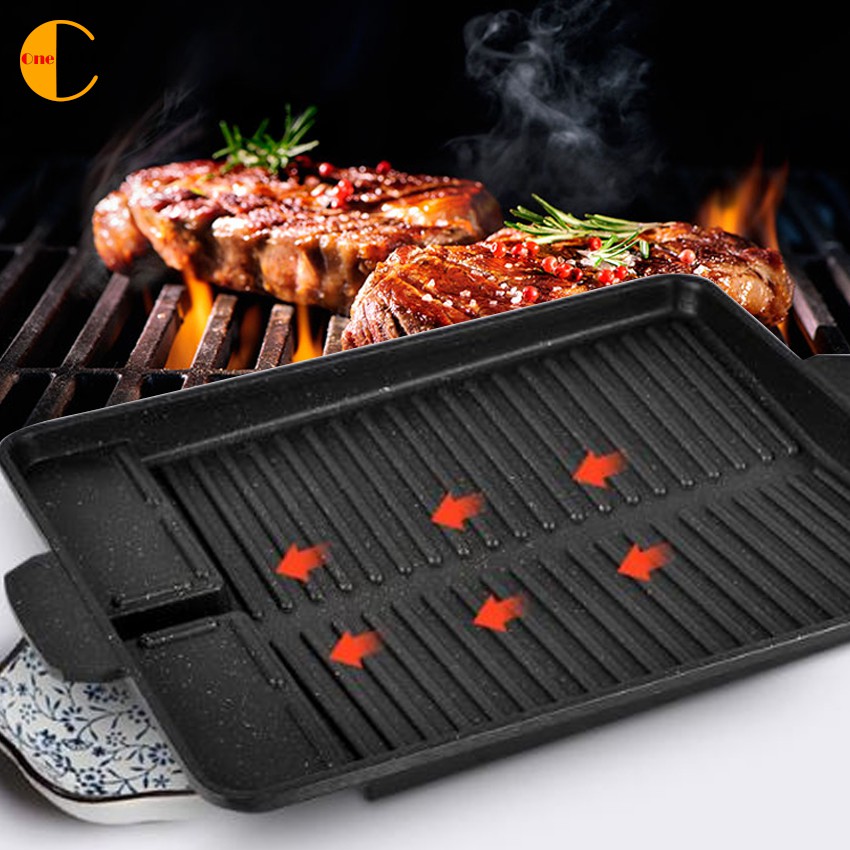 ACB Korean Oil-Free Non-Stick Rectangular Barbecue Frying Grill Baking ...