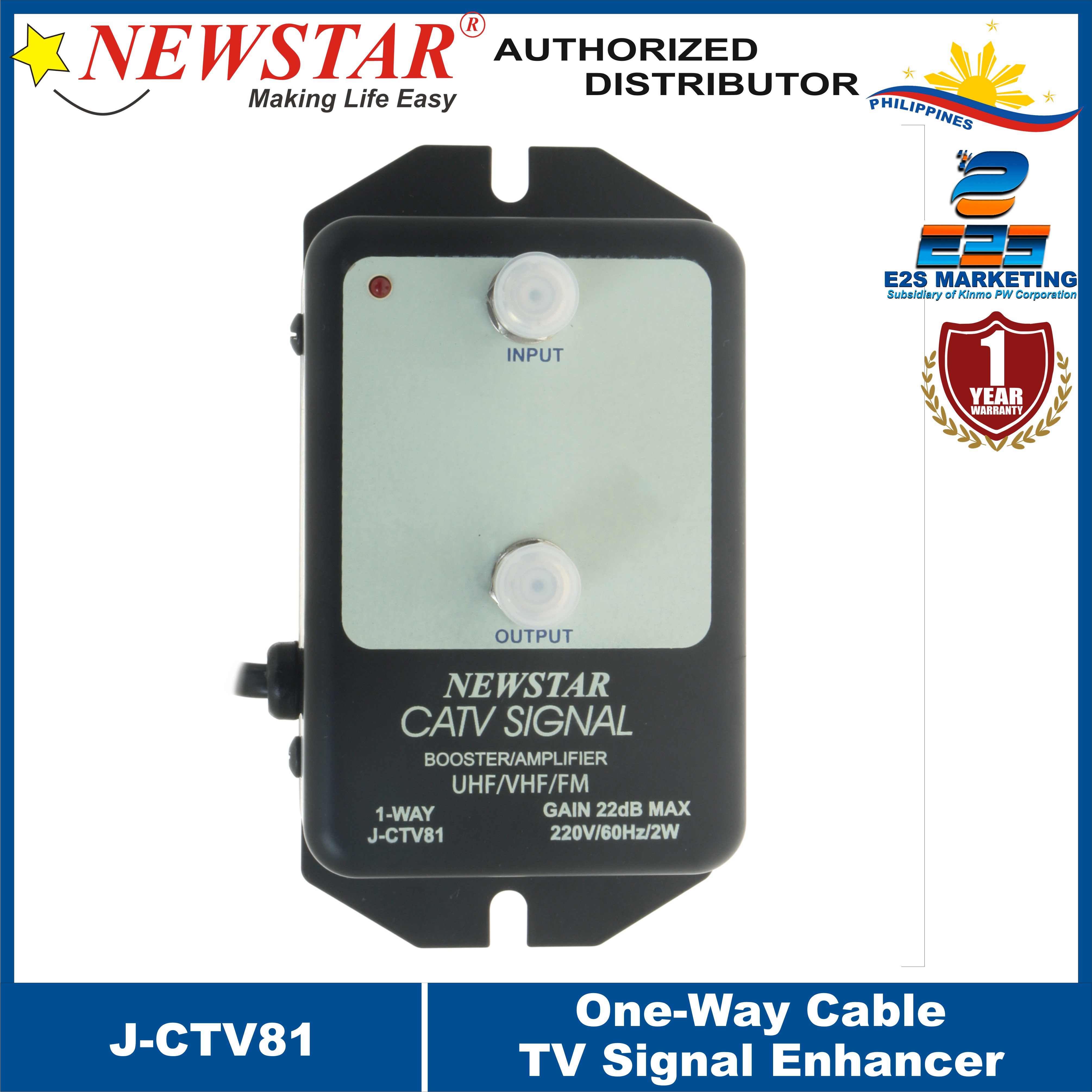 Newstar Signal Enhancer One-Way Cable TV Signal Enhancer J-CTV81 ...