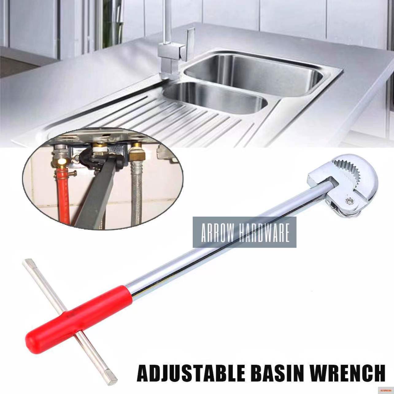 Adjustable Basin Wrench Tap Steel Sink Spanner Plumbers for Plumbing ...