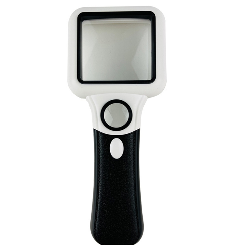 Handheld 5X 45X Lighted Magnifier with 3 LED+UV Lamp Reading Magnifying ...