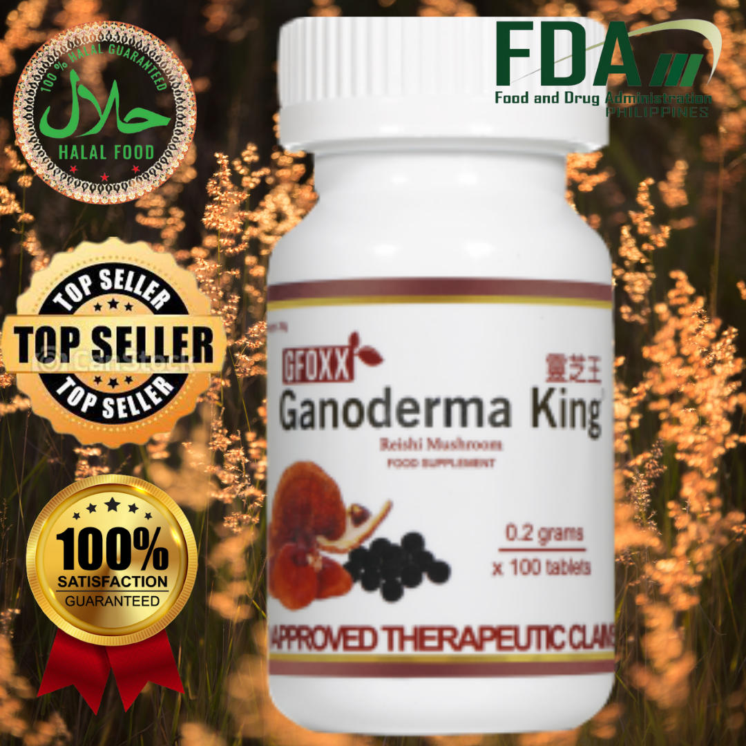 Gfoxx Ganoderma King Food Supplements (1 Bottle w/ 100 tablets | 200mg)- FDA and HALAL Certified ...