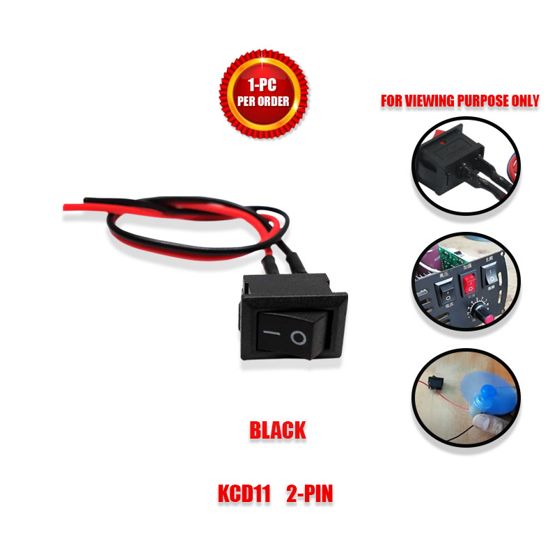 ROCKER SWITCH KCD11 with WIRE (1-PC per ORDER), 10x15mm 2-PIN SNAP-IN ...
