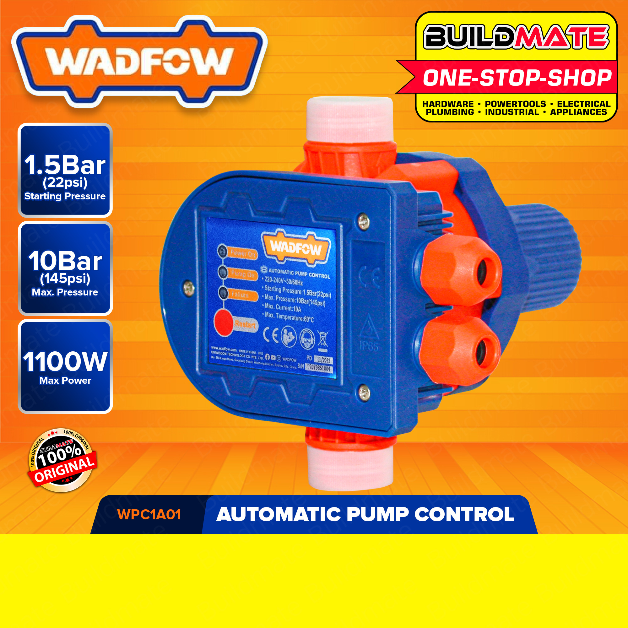 BUILDMATE Wadfow Automatic Pump Control 1100W Clean & Dirty Water ...