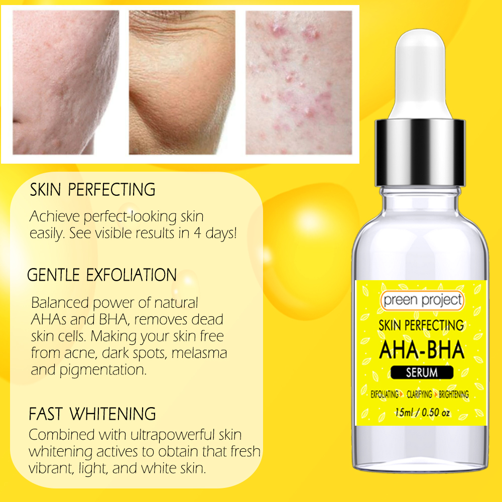AHA BHA Serum Face Whitening Exfoliating Clarifying Essence Brightening Anti Acne Skin Care ...