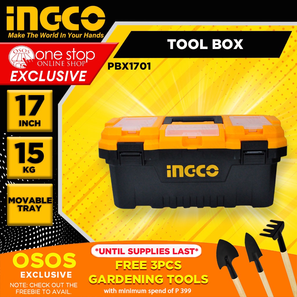 Ingco Original Plastic Tool Box Case Organizer with Removable Tray ...