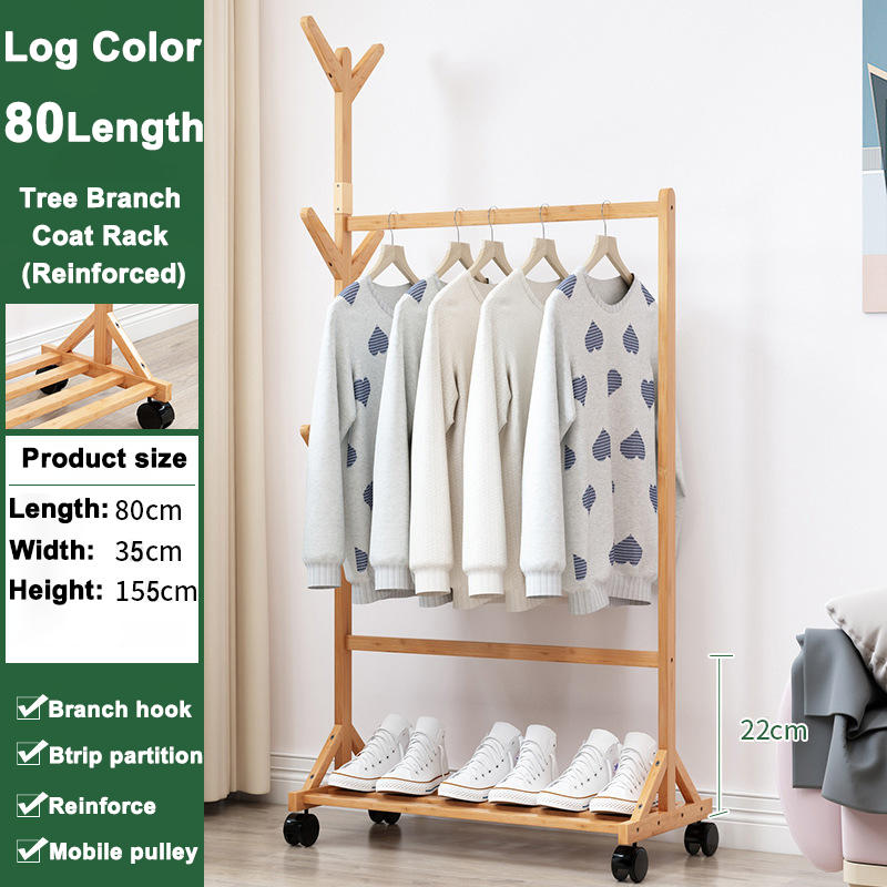 Ditto Wooden Hanger Rack with Wheels Coat Rack Stand Wooden Clothes ...